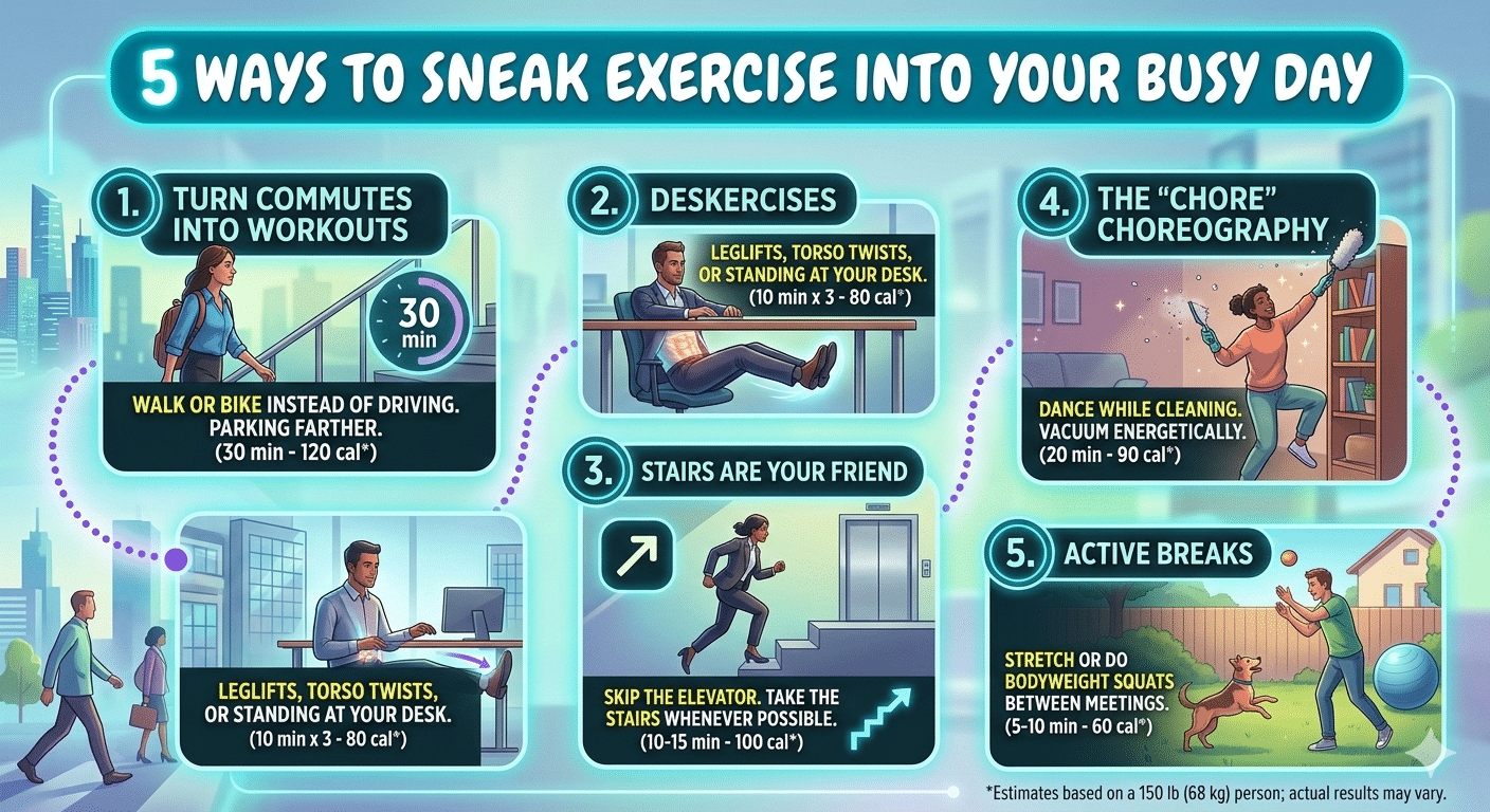5 Ways to Sneak Exercise Into Your Busy Day - Dad Bod 40 - Health ...